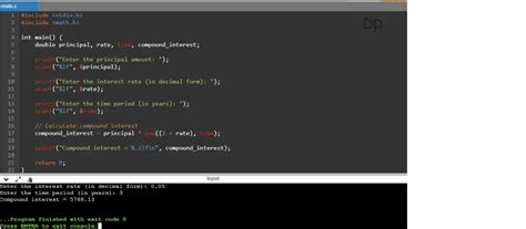 C Program To Find Compound Interest