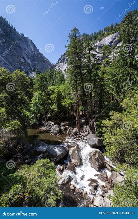 Yosemite National Park Merced River At Mist Trail Stock Image Image