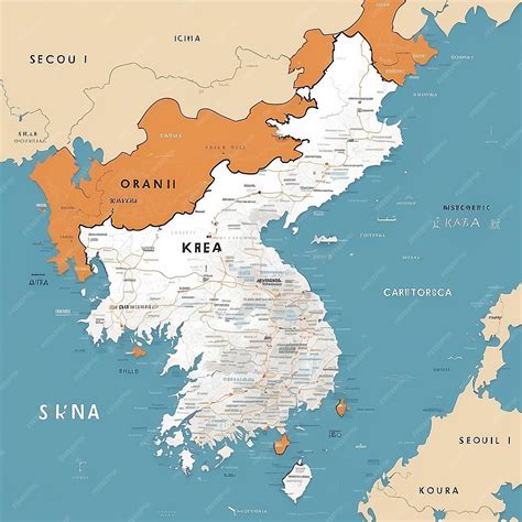 Mapa De Corea Del Sur Con Fronteras Ciudades Capital Seúl Y Divisiones