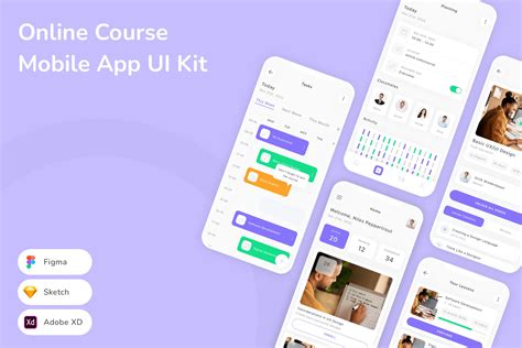 Online Course Mobile App Ui Kit Ui Kits And Libraries ~ Creative Market