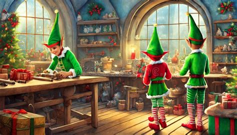 Christmas Santa Workshop With Elves Stock Illustration Illustration