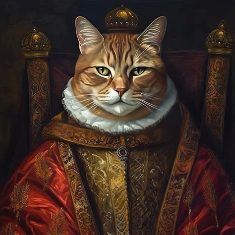 Premium Ai Image Cat Who Is A Medieval King With Robes And A Crown