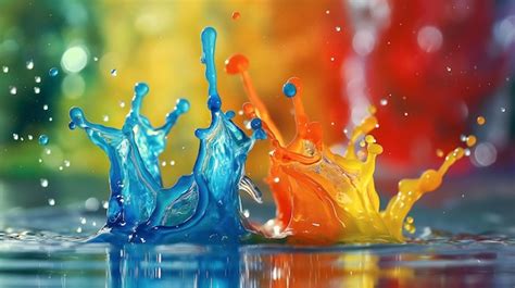Premium Photo Vibrant Colors In Liquid Splash Highspeed Photography
