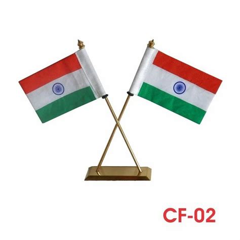 Cf 02 Khadi Rectangle Cross Car Flag At ₹ 295piece Car Flag In