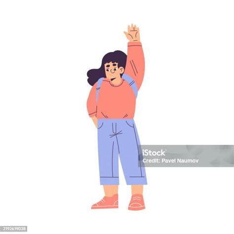 소녀 캐릭터 스탠드 와 와 책가방 흔들기 손 일정 와 일상 일상 활동 벡터 일러스트 귀여운에 대한 스톡 벡터 아트 및 기타 이미지 Istock