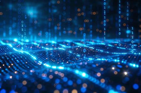 Abstract Background With Blue Glowing Binary Code And Digital Network