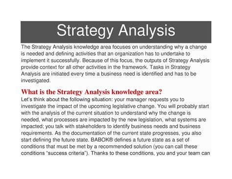 Topic 5 Strategy Analysis Strategy Analysis The Strategy Analysis
