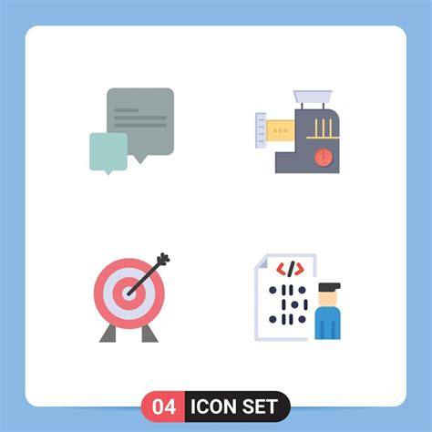 Pictogram Set Of 4 Simple Flat Icons Of Chat Investment Mixer Mix Coding Editable Vector Design