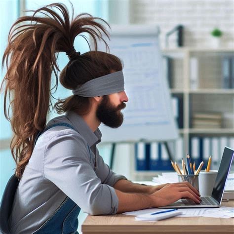 office worker with long messy bun premium ai generated image