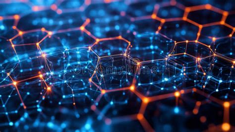 Abstract Network with Glowing Orange Nodes and Blue Lines on Dark ...