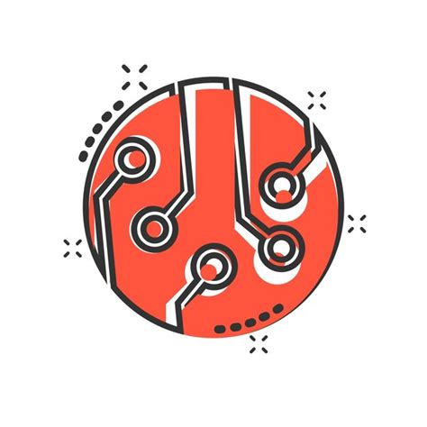 Premium Vector Circuit Board Icon In Comic Style Technology Microchip Vector Cartoon