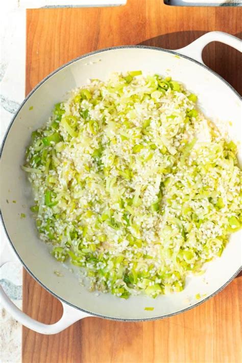 The Best Creamy Leek Risotto Recipe With Parmesan Seasoned And Salted