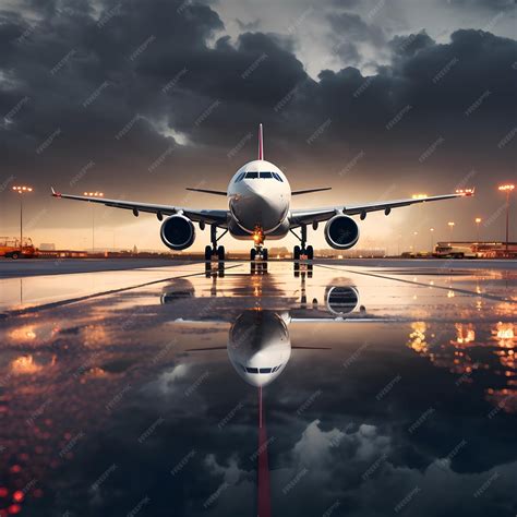 Premium Photo Aerial Top View Of Airport With Airplane Running On
