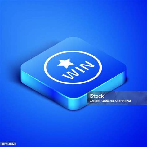 파란색 배경에 격리된 등각칭 메달 아이콘입니다 우승자 기호입니다 파란색 사각형 버튼입니다 벡터 일러스트레이션 금속에 대한 스톡 벡터 아트 및 기타 이미지 Istock