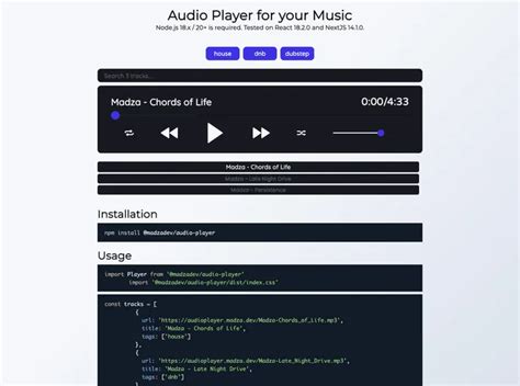 Audio Player Nextjs Templates And Themes