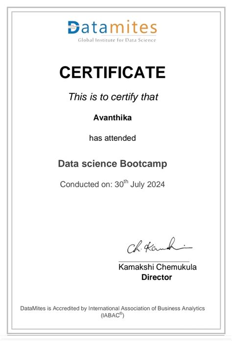 Datascience Bootcamp Datamites Iabac Avanthika Baskaran