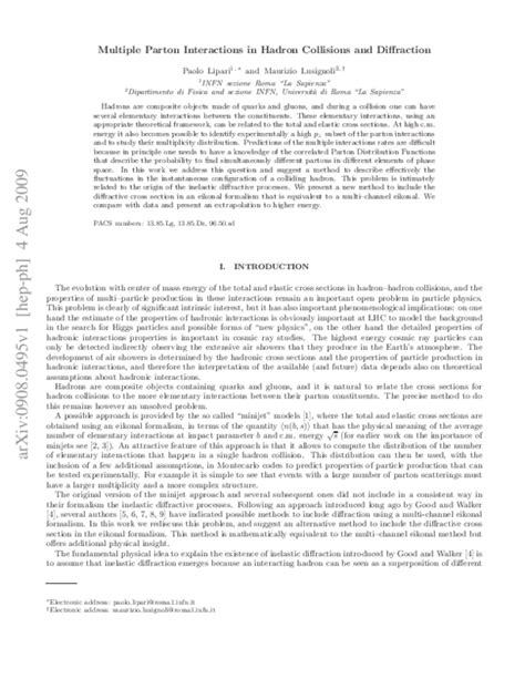 Pdf Multiple Parton Interactions In Hadron Collisions And Diffraction