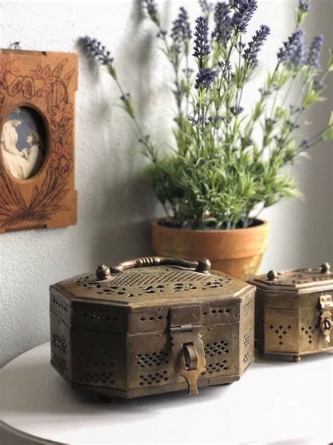 Large And Small Brass Keepsake Box Metal Brass Footed India Etsy Brass Decor Keepsake