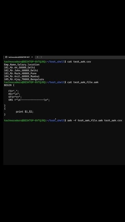 Unix Basics Awk Frequently Used Commands Text Processing