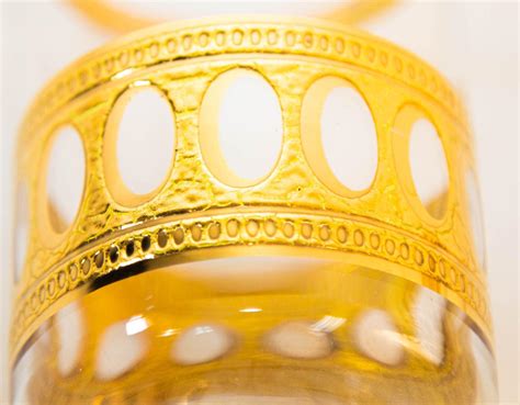 Culver Ltd Antigua Pattern 22 K Gold Barware Glasses Set Of 5 Vintage