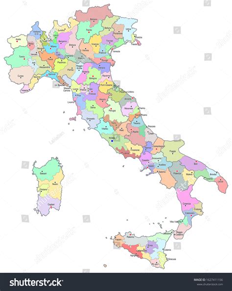 Map Italy Provinces Stock Illustration 1627411156 Shutterstock