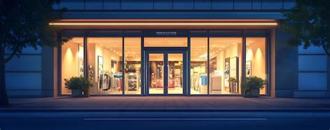 A Modern Storefront Illuminated At Night Showcasing An Inviting