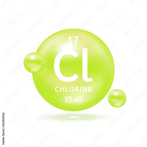 Chlorine Molecule Models Green And Chemical Formulas Scientific Element