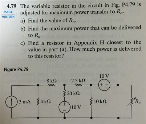 solved 4 79 the variable resistor in the circuit in fig