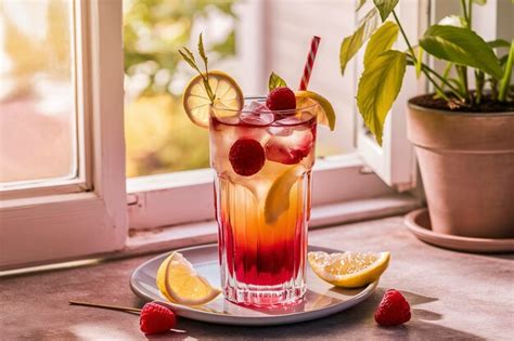 Raspberry Lemon Lemonade Drink For Hot Summer Days Premium Ai Generated Image