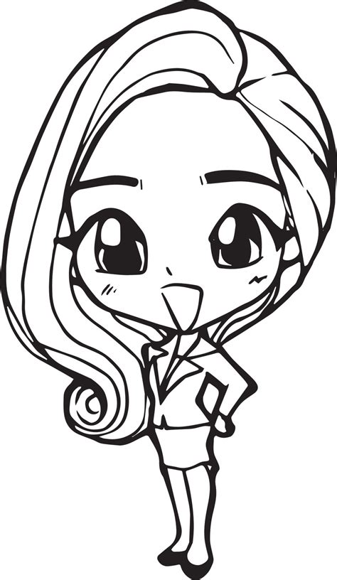 Office Girl Cartoon Doodle Kawaii Anime Coloring Page Cute Illustration