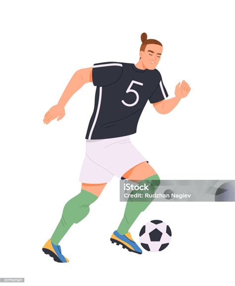 축구 선수 빠른 남성 포워드는 달리고 공을 차고 골을 넣는다 남자 선수는 유럽 축구 리그에서 뛰고 있습니다 스포츠 및 활동 평면