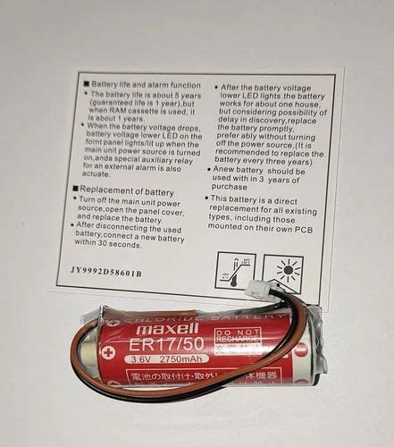 Maxell Lithium Chloride Er V Mah Plc Battery With White Connector Round Cell Size