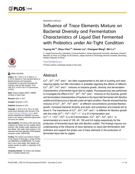 Pdf Influence Of Trace Elements Mixture On Bacterial Diversity And Fermentation