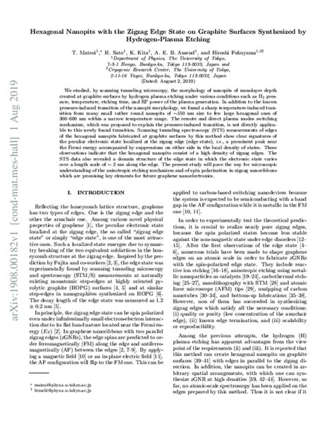Pdf Hexagonal Nanopits With The Zigzag Edge State On Graphite Surfaces Synthesized By Hydrogen