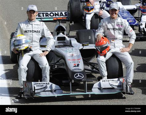 Nico Rosberg And Michael Schumacher Of Mercedes Formula 1 Season 2010