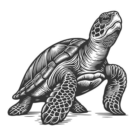 Sea Turtle Engraving Sketch Raster Illustration Stock Illustration Illustration Of Clipart
