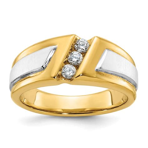 14k Two Tone Gold Mens Polished And Satin Diamond Ring Mounting