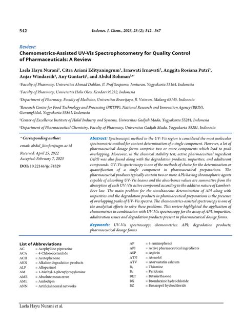 Chemometrics Assisted Uv Vis Spectrophotometry For Download Free Pdf