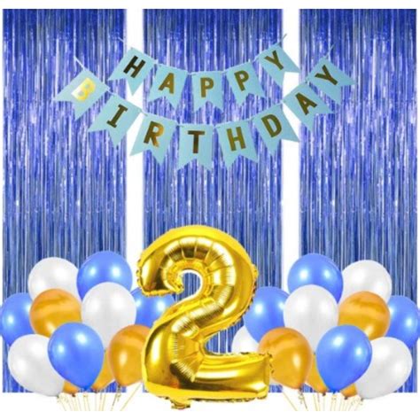 2nd Birthday Decoration Combo Of No 2 Foil Balloons Banner Balloons