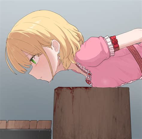 Ju Ge Original Absurdres Highres 1girl Blonde Hair Blood Breast Press Breasts Dress