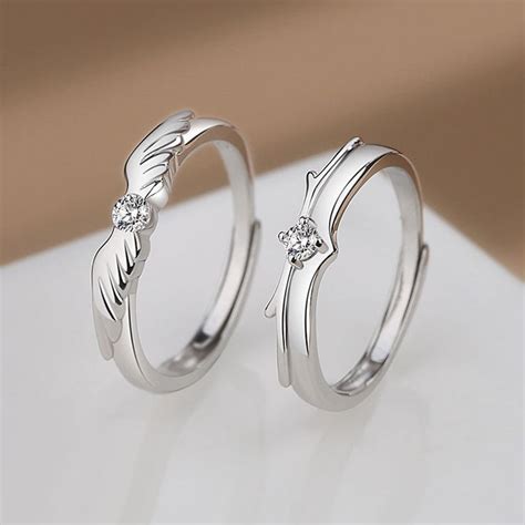 Engravable Matching Angel Wings Rings For Couples Couple Ring Design