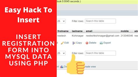 How To Insert Registration Form Data In Mysql Using Php Part 2 Coding Tutorials Hub Youtube