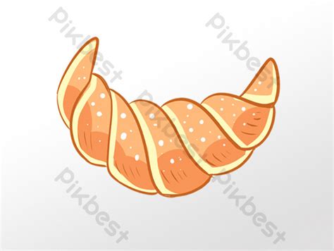 손으로 그린 구운 크로와상 그림 일러스트 Png Psd 무료 다운로드 Pikbest