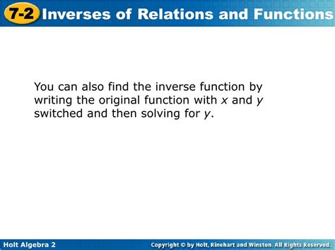PPT Graph And Recognize Inverses Of Relations And Functions Find Inverses Of Functions