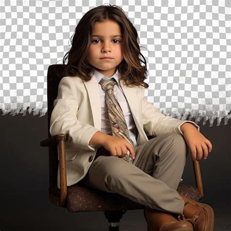 Premium Psd Empowered Uralic Preschooler Market Analyst In Seated Pose