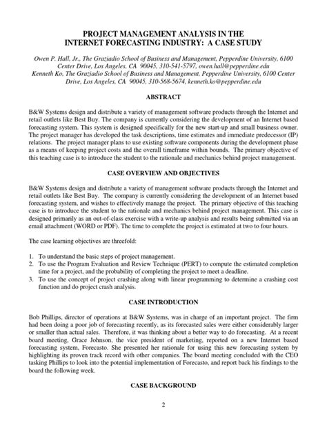 Project Management Analysis Pdf Variance Project Management