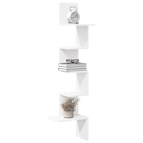 Vidaxl Wall Corner Shelf White 32x32x1275 Cm Engineered Wood