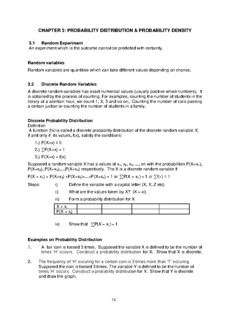 Probability Distribution Tutorial Chapter 3 Probability Distribution