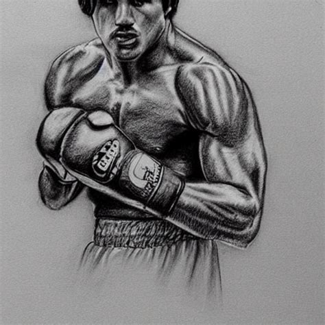 Boxeador Rocky Balboa Art Pencil Sketch Arthubai