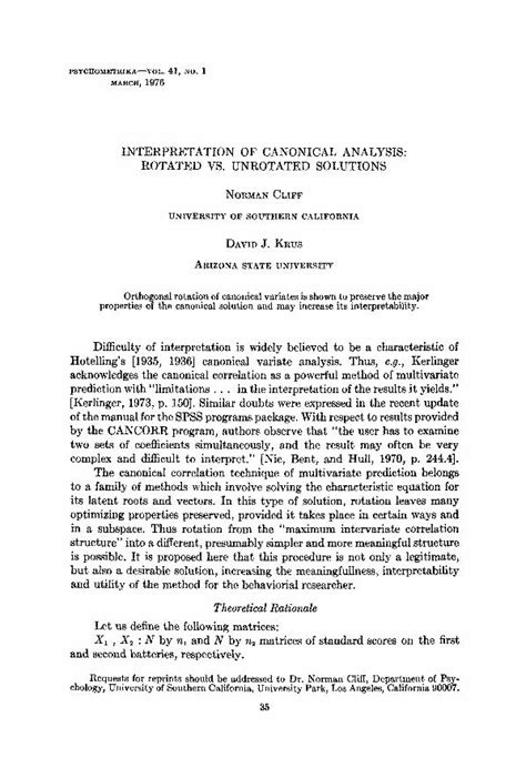 Pdf Interpretation Of Canonical Analysis Rotated Vs Unrotated